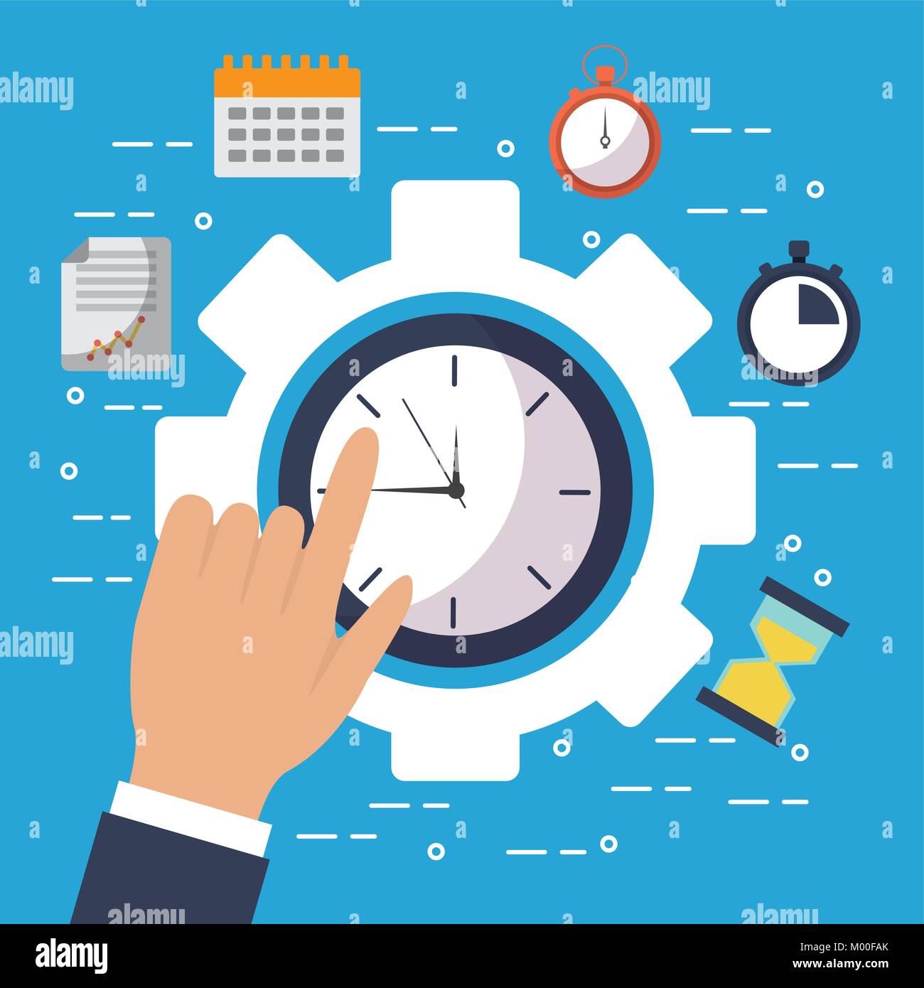 hand touch clock time gear work business Stock Vector Image & Art - Alamy