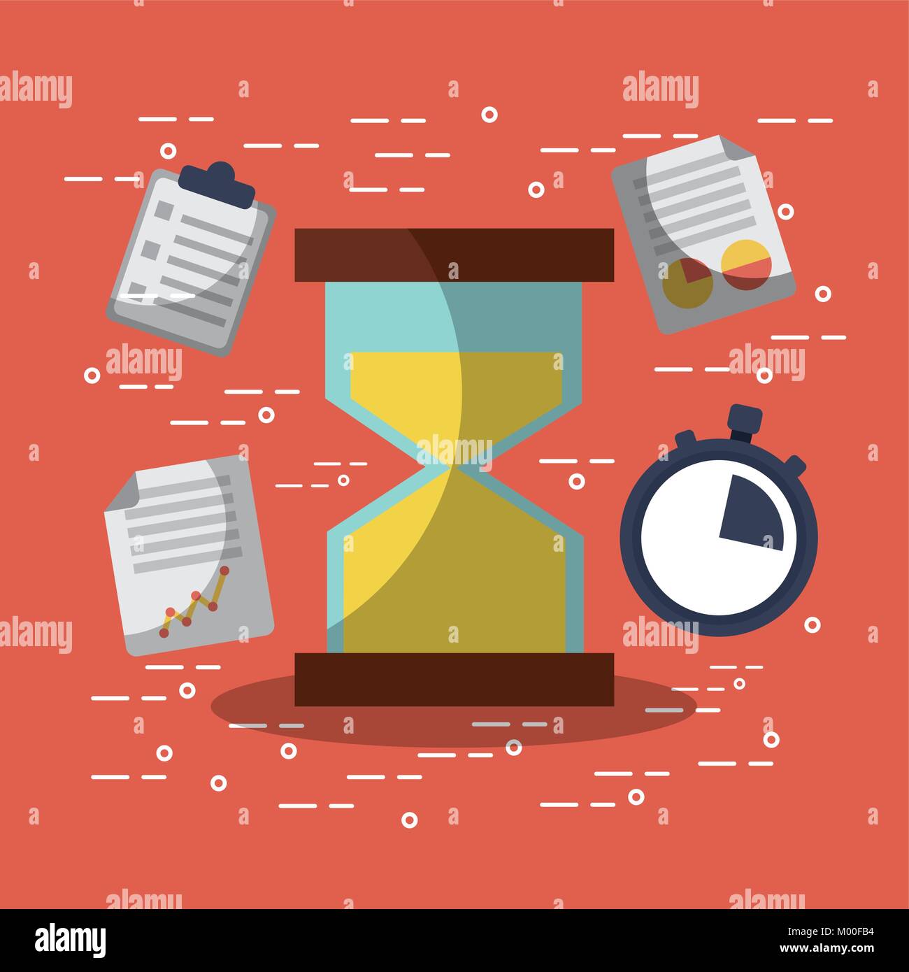 time hour glass stopwatch office work documents Stock Vector Image ...