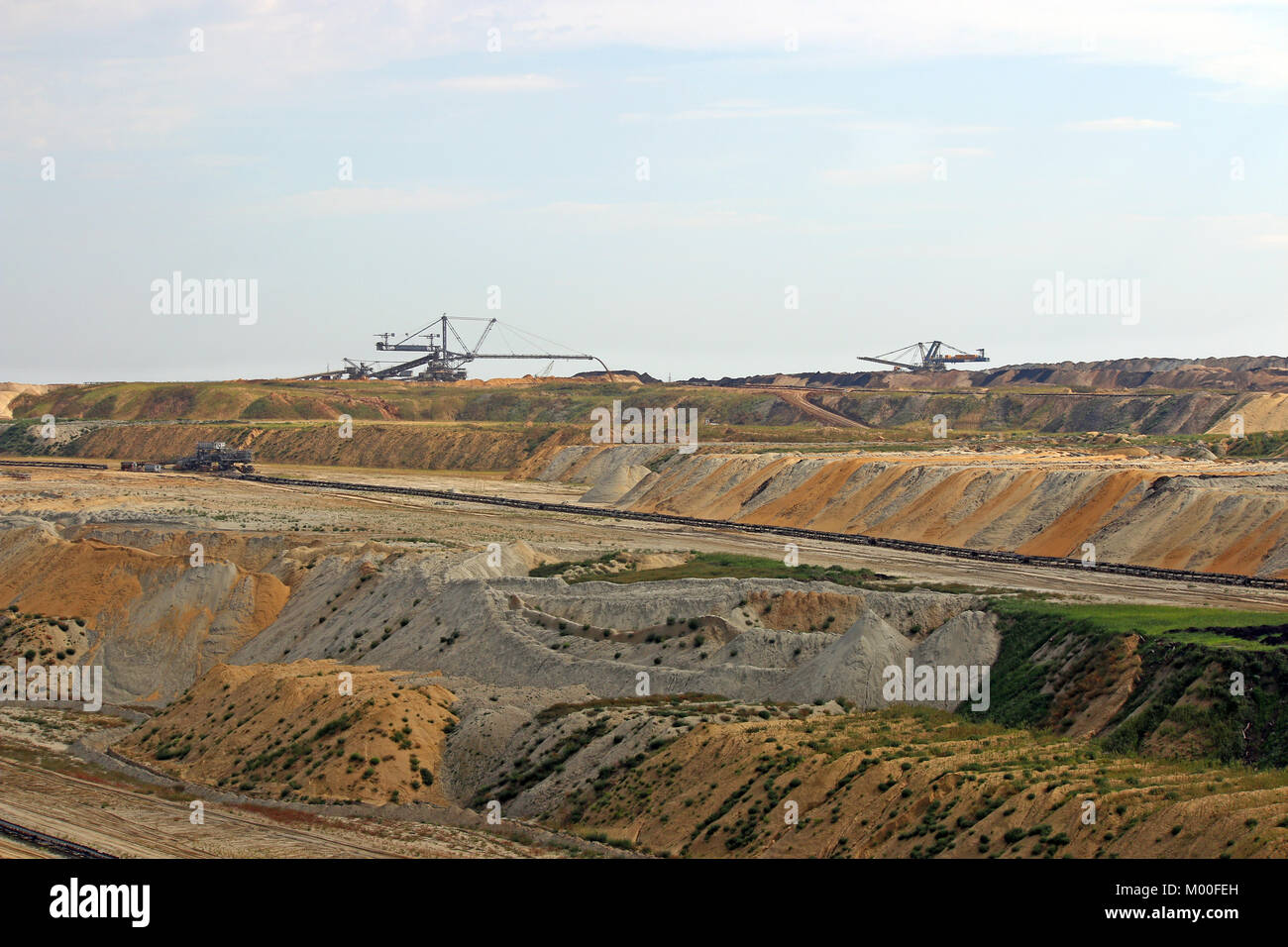 open pit coal mine with excavators and machinery landscape Stock Photo ...