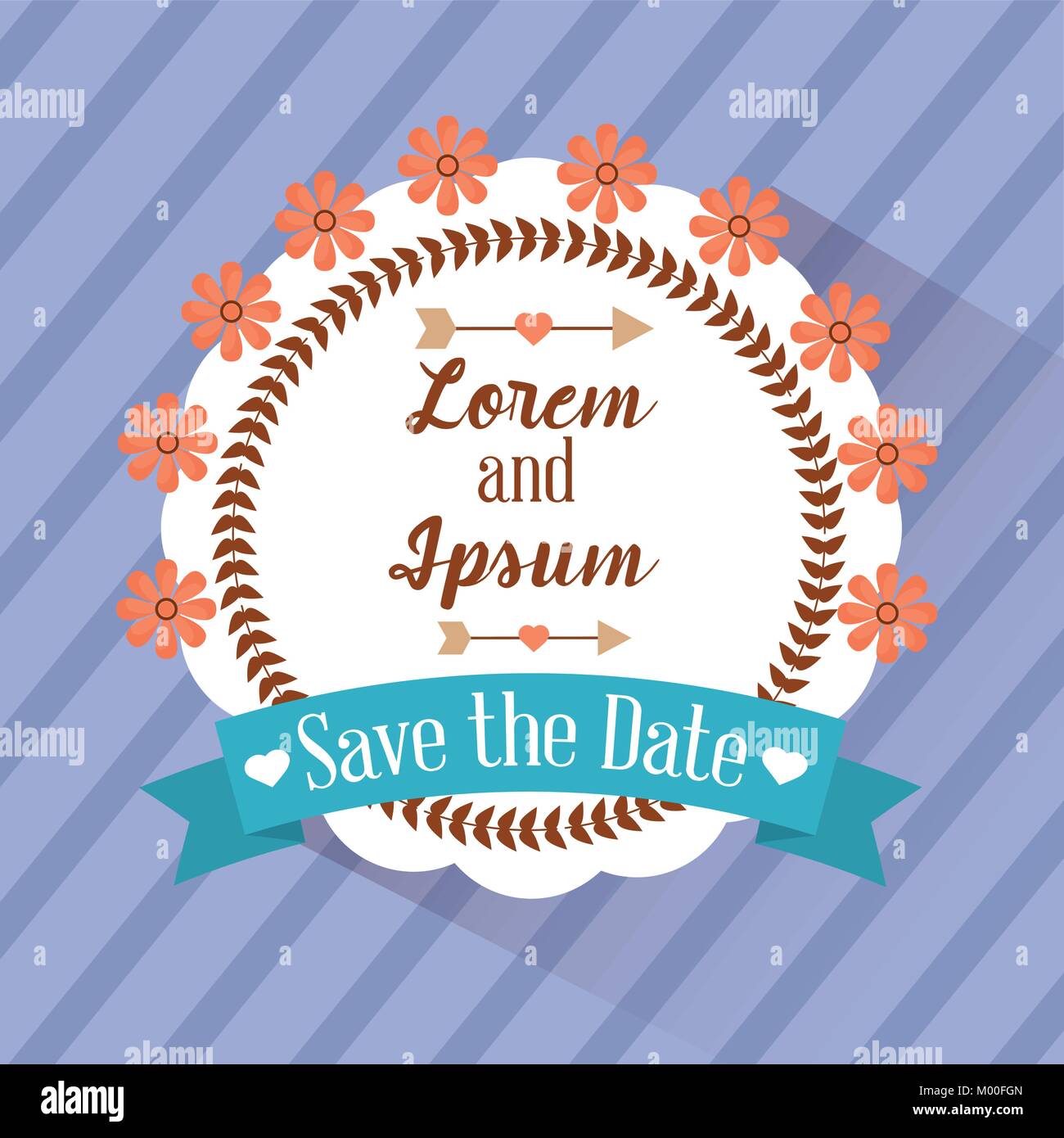 Save The Date Badge Flower Stripes Background Stock Vector Image And Art Alamy