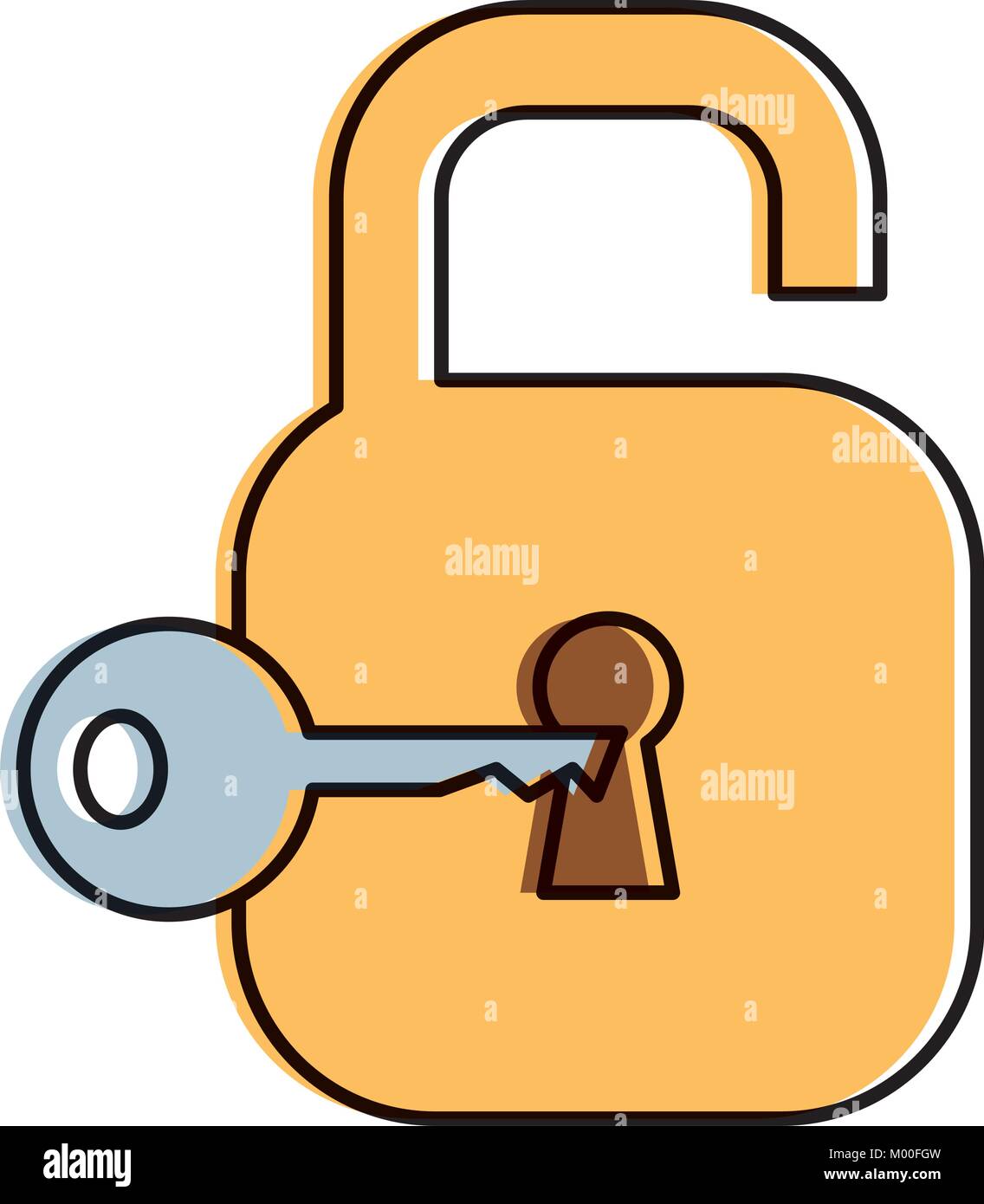 safe secure padlock with key vector illustration design Stock Vector ...