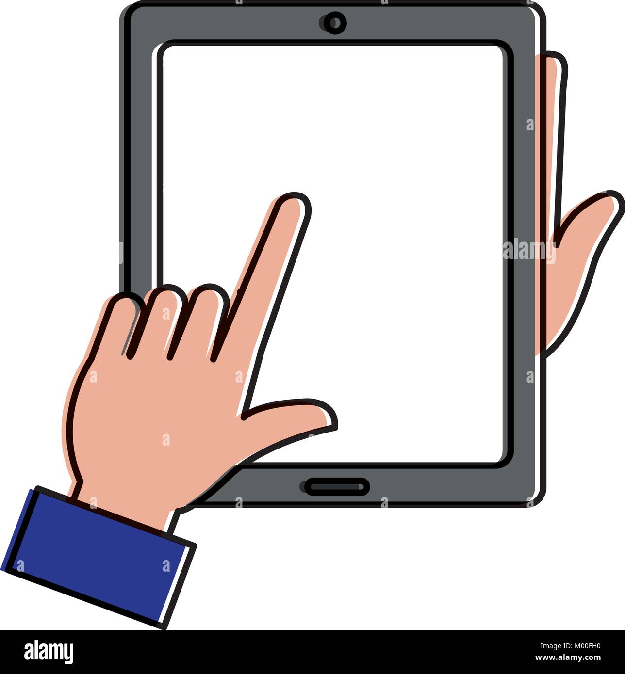 hands with tablet device isolated icon vector illustration design Stock ...