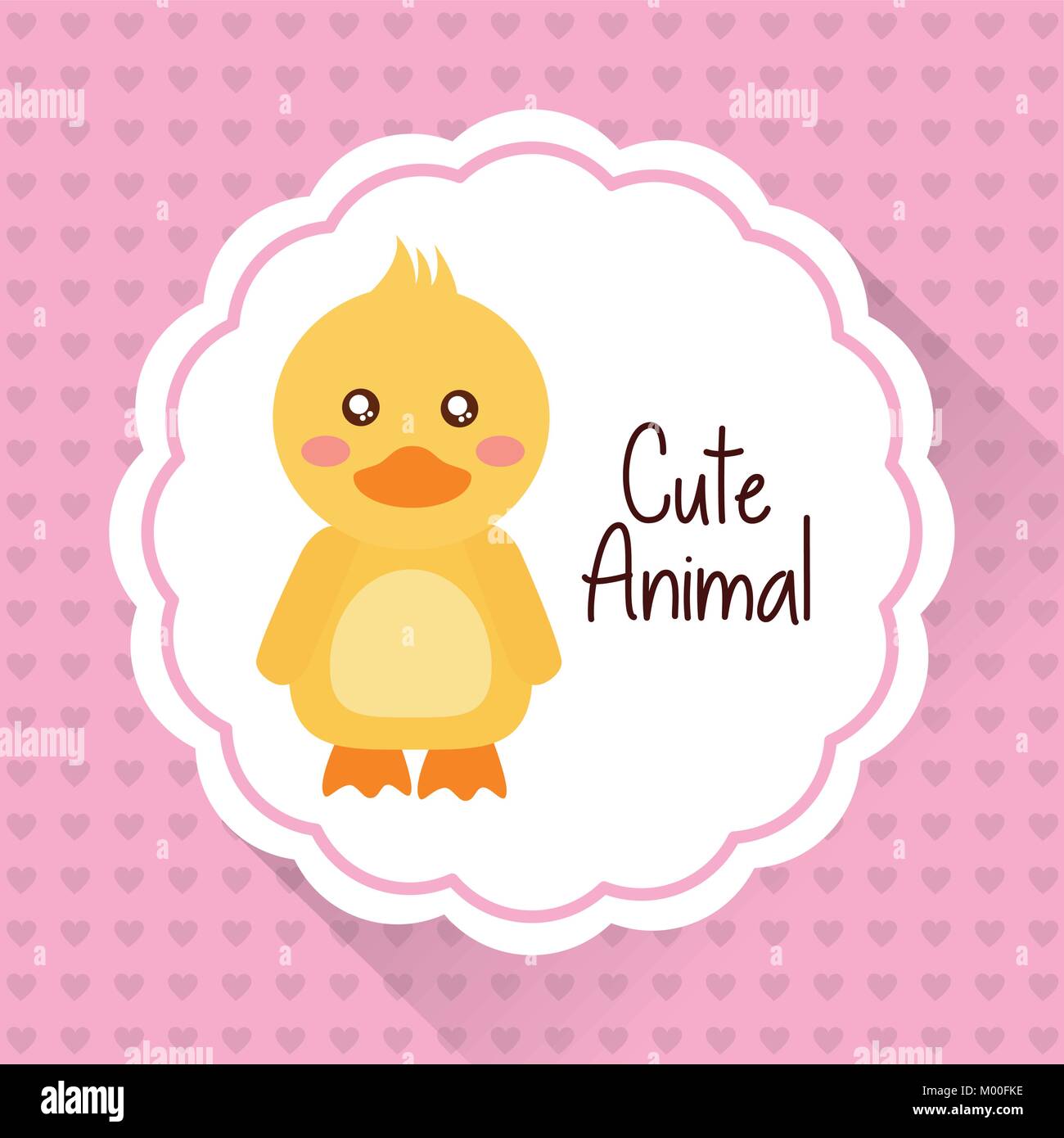 cute animal baby duck cartoon hearts background Stock Vector Image ...
