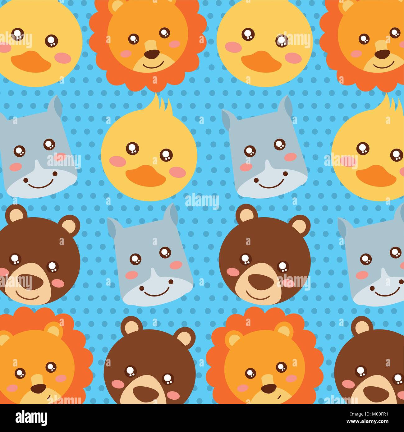 set cute face animals wildlife fauna Stock Vector Image & Art - Alamy