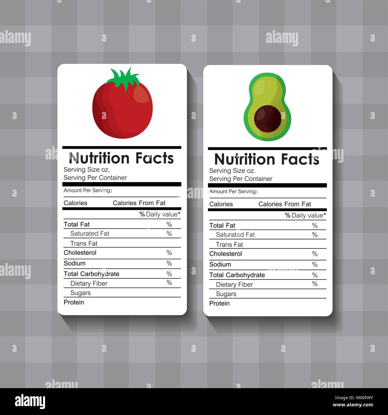 avocado and tomato nutrition facts food label Stock Vector Image & Art ...