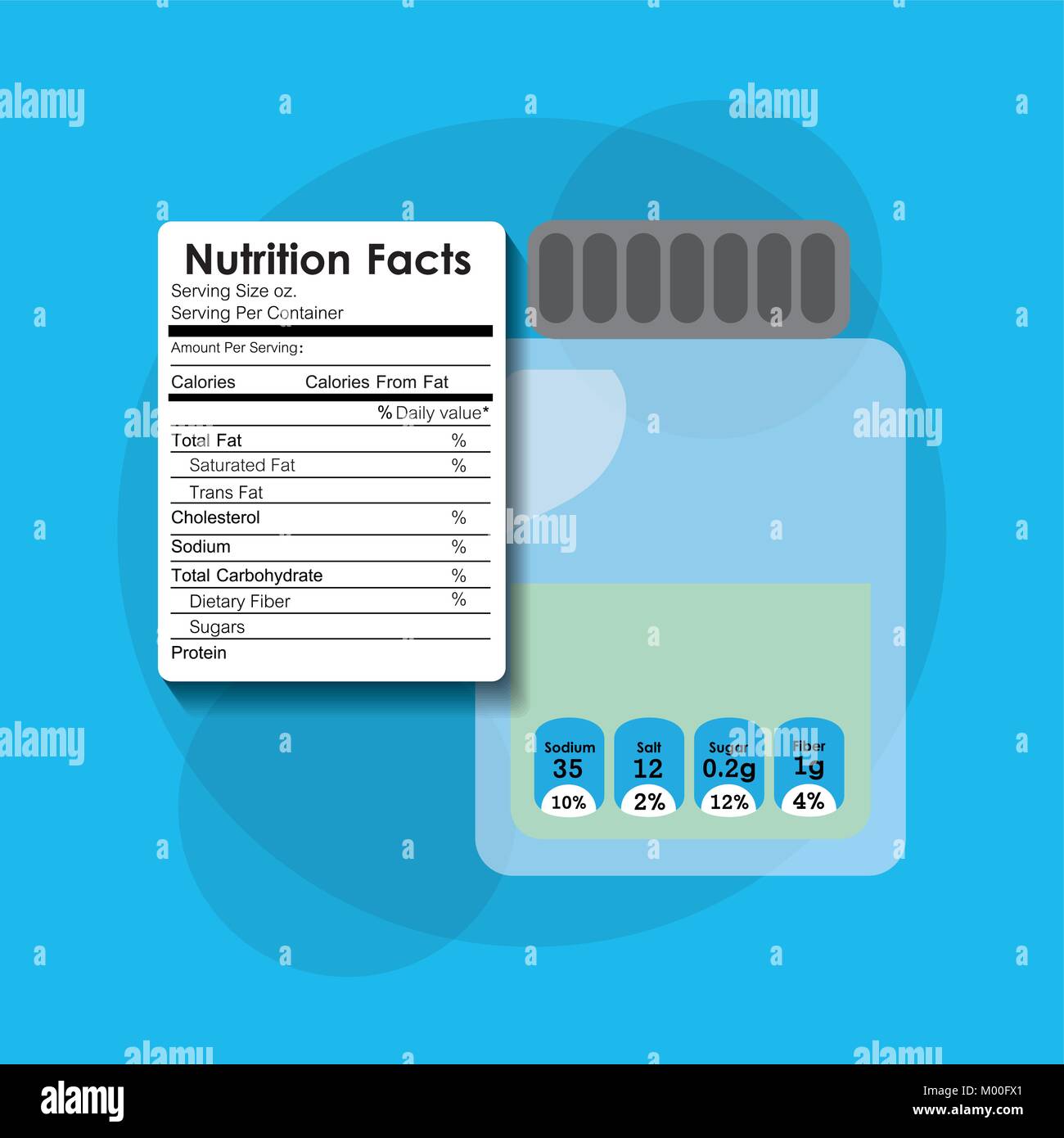 bottle glass nutrition facts sticker information Stock Vector Image ...