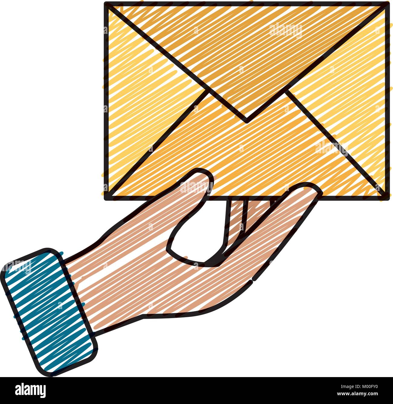 hand with mail envelope vector illustration design Stock Vector Image ...