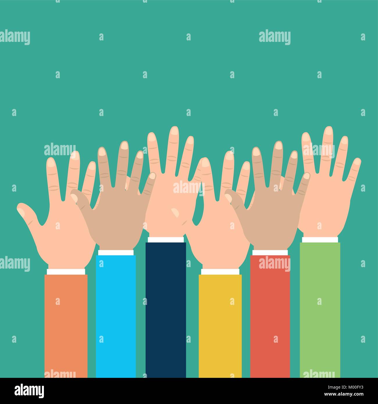 group human hands raised multiracial Stock Vector Image & Art - Alamy