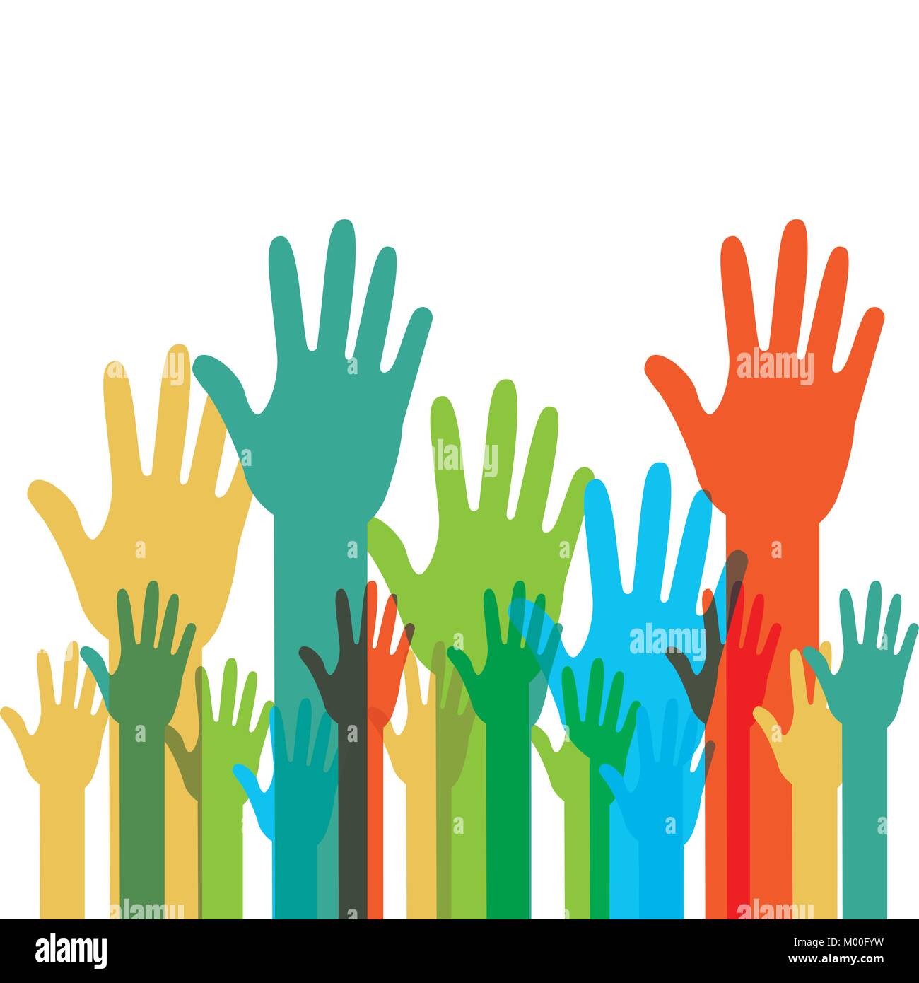 Hands different colors raised hi-res stock photography and images - Alamy