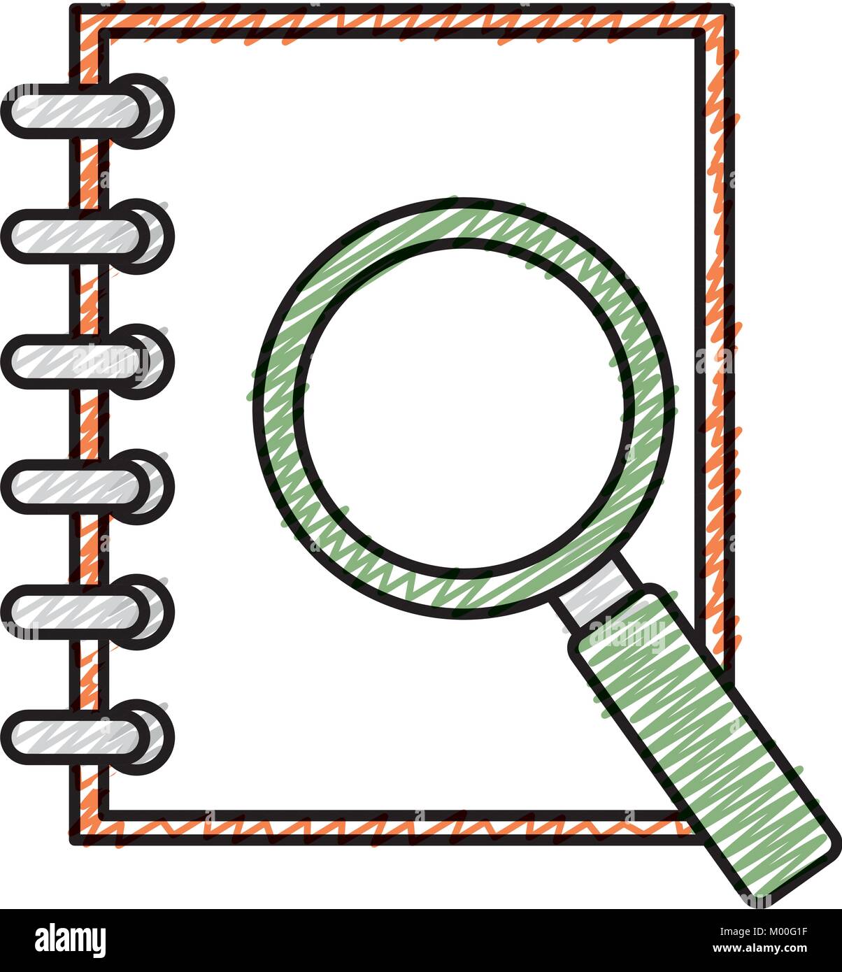 note book with magnifying glass Stock Vector Image & Art - Alamy