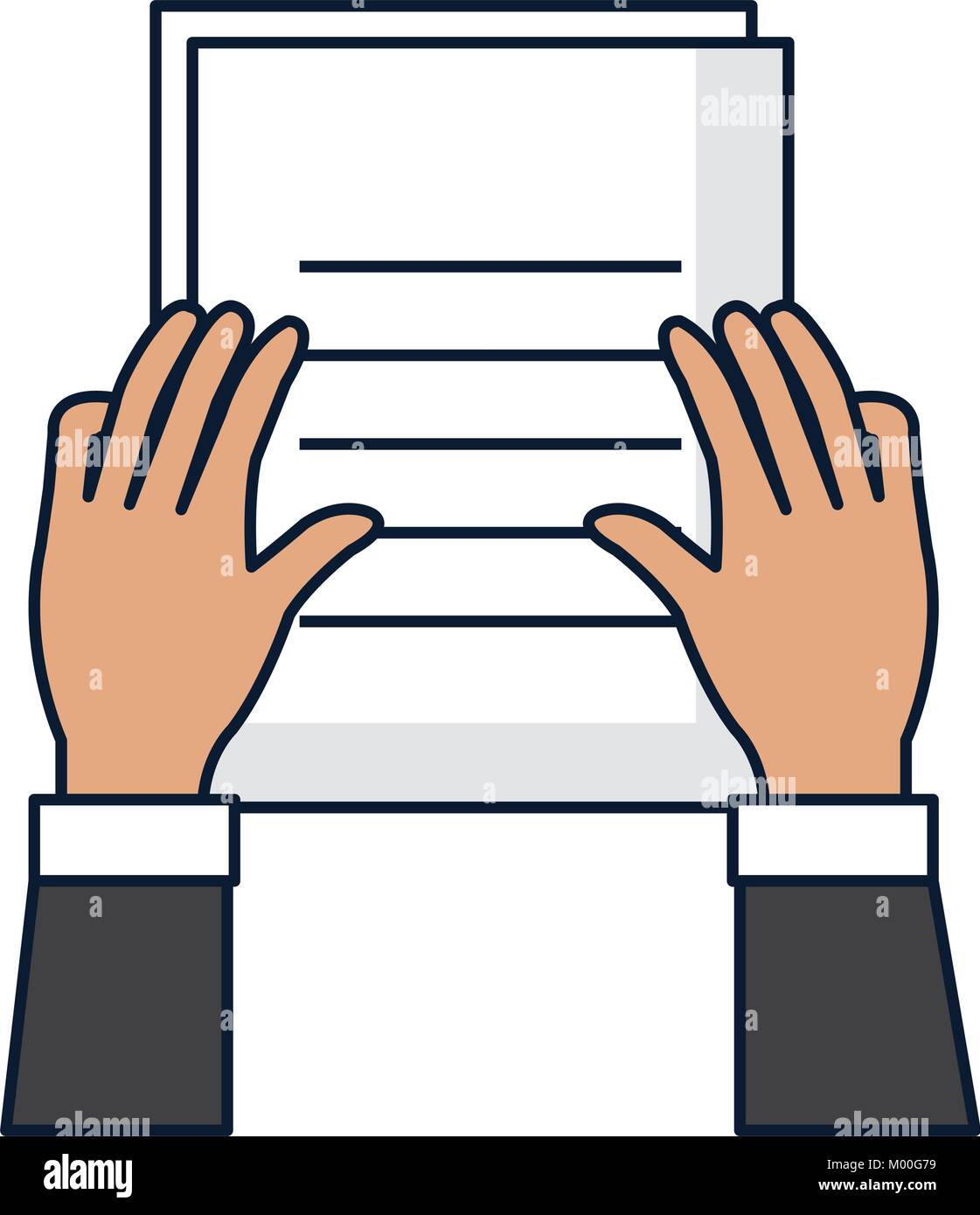 hands with paper document vector illustration design Stock Vector Image ...