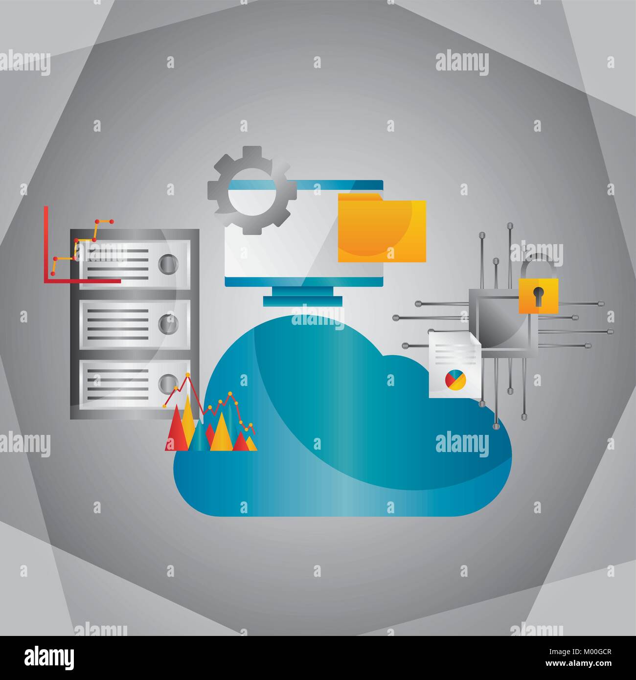 Cloud Computing Data Center Information Protection Stock Vector Image