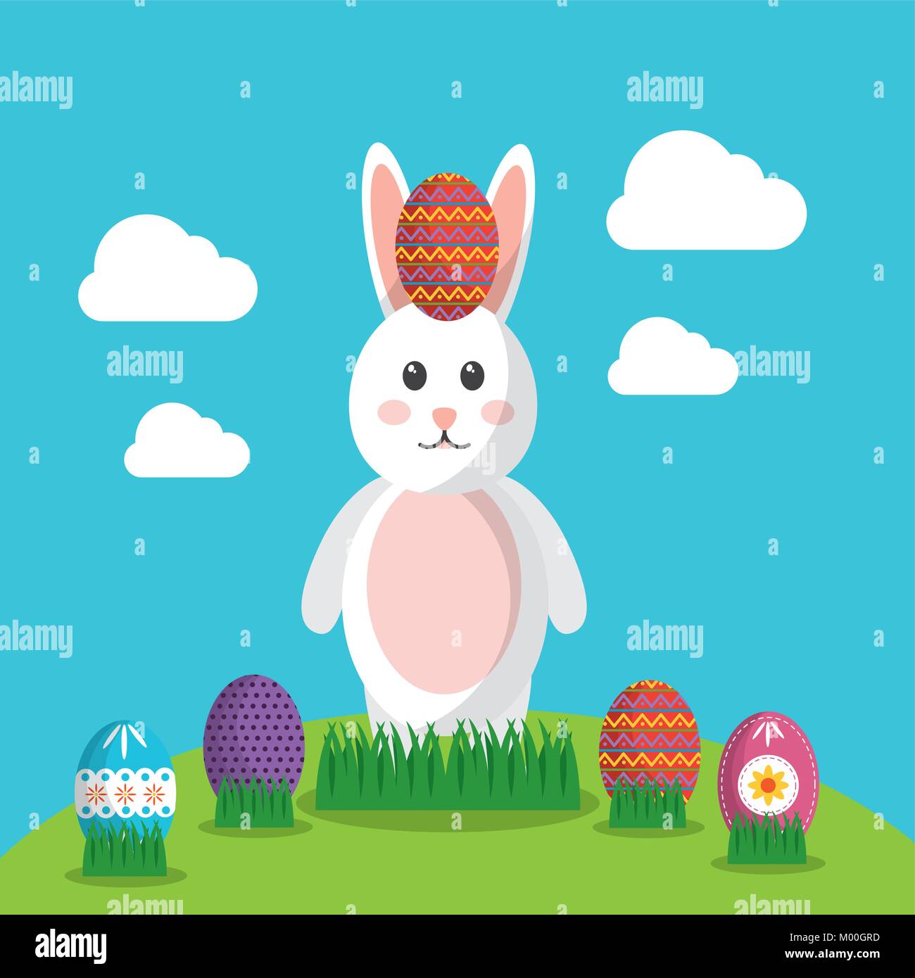 Cute green bunny head Stock Vector Images - Alamy