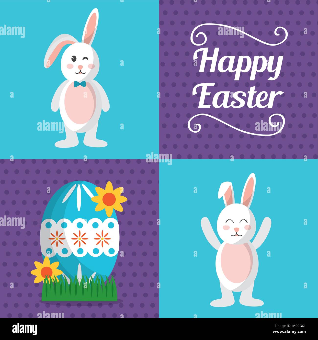 happy easter banners cute rabbits Stock Vector Image & Art - Alamy