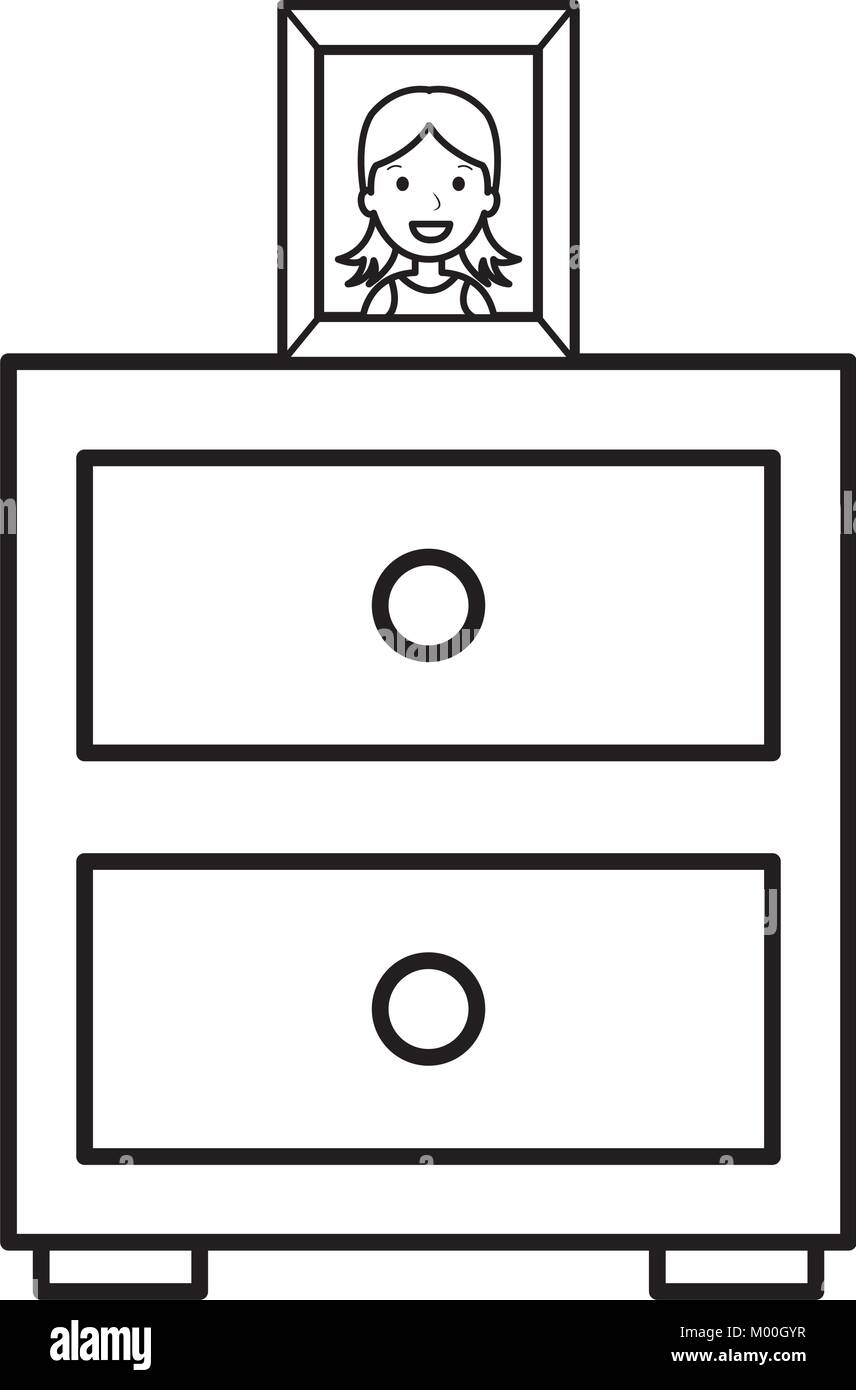 bedroom drawer with portrait vector illustration design Stock Vector ...