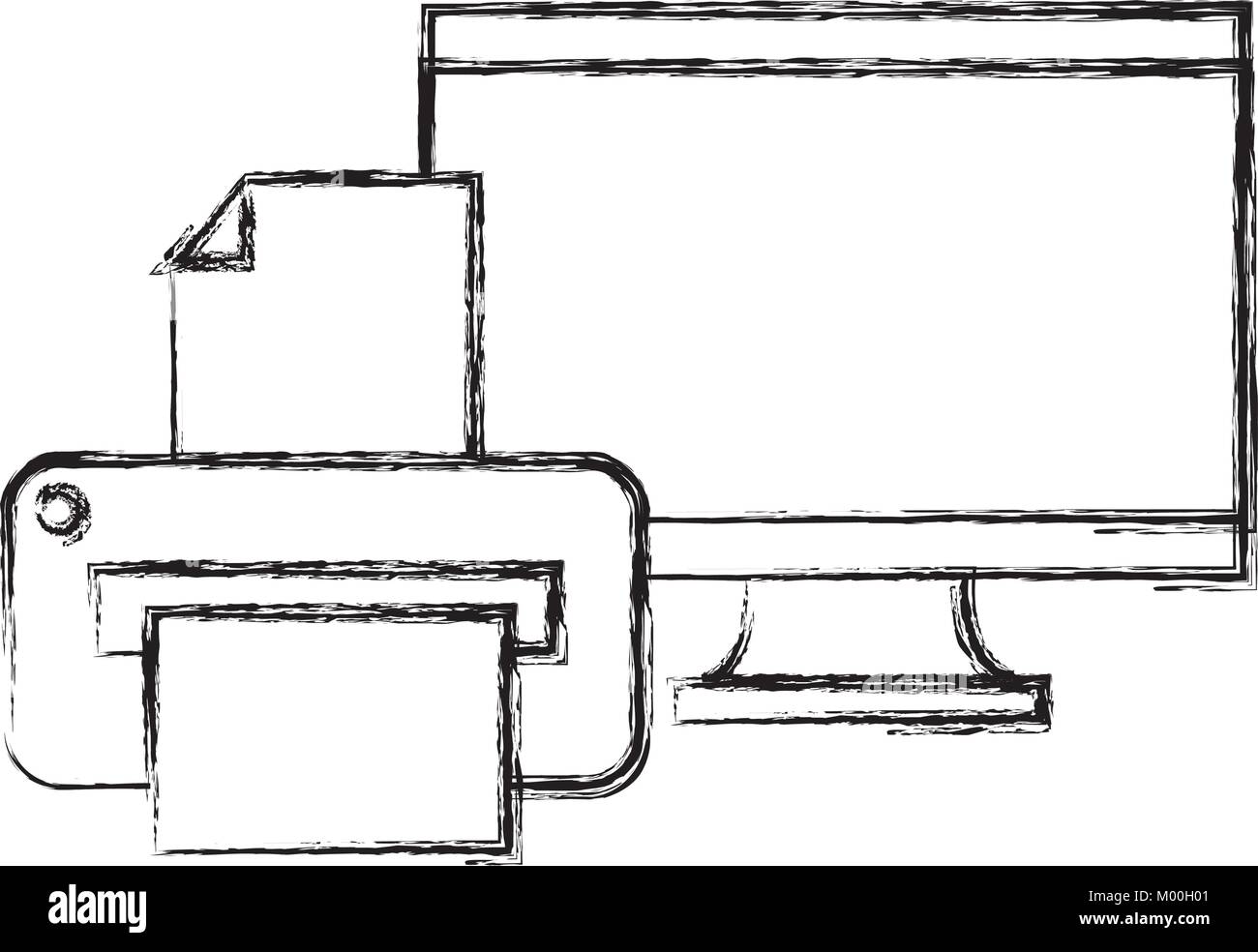 monitor computer with printer vector illustration design Stock Vector ...
