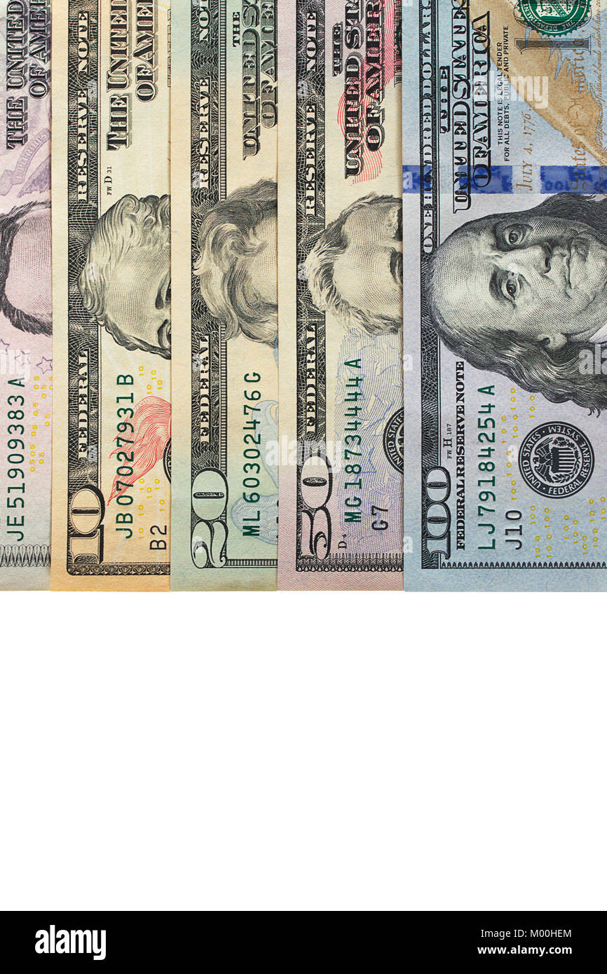 Us dollar bill isolated on white background Stock Photo - Alamy