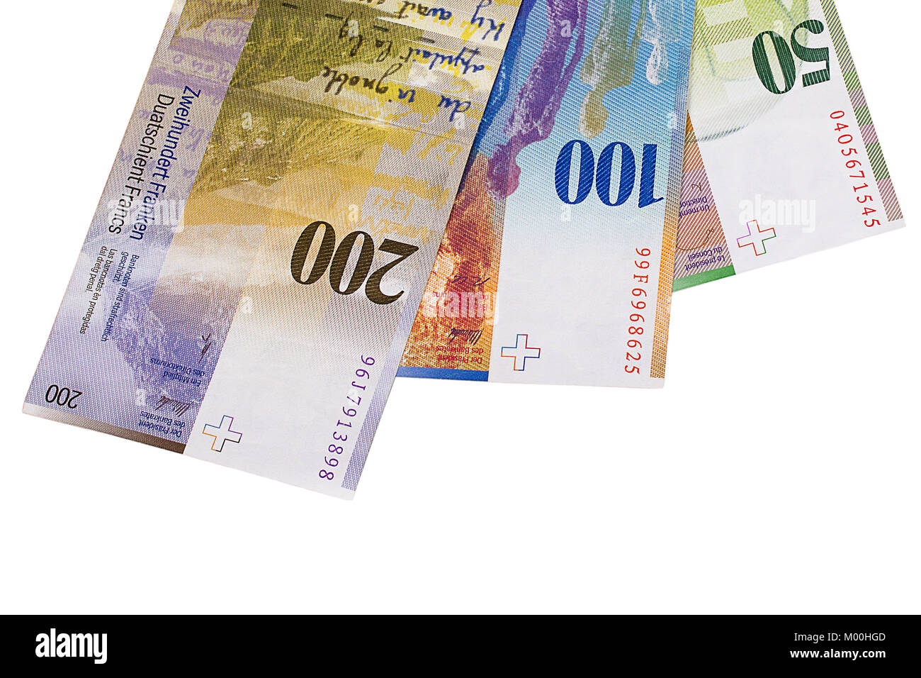 Swiss francs bill isolated on white background Stock Photo - Alamy