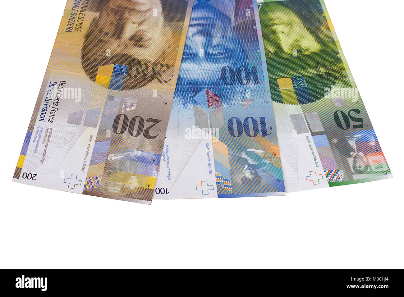 Swiss francs bill isolated on white background Stock Photo - Alamy