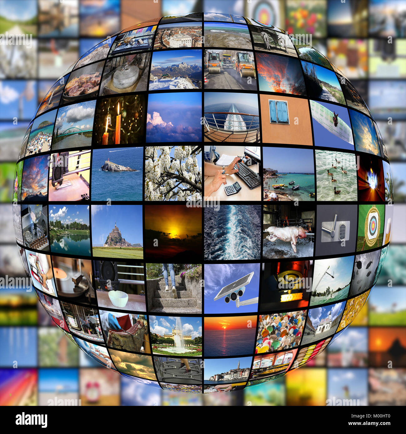 Big Multimedia Video Wall Sphere at tv screens showing living in the ...