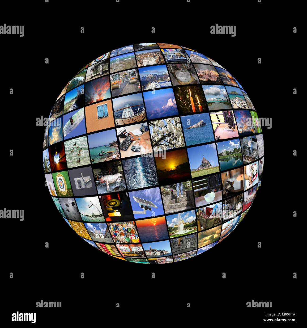 Big Multimedia Video Wall Sphere at tv screens showing living in the ...