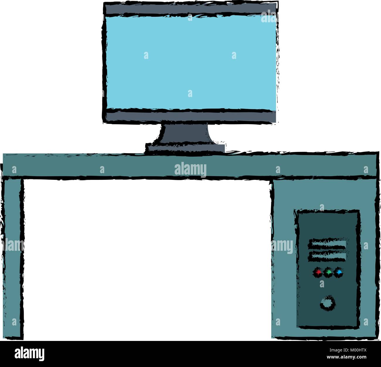monitor computer in desk vector illustration design Stock Vector Image ...