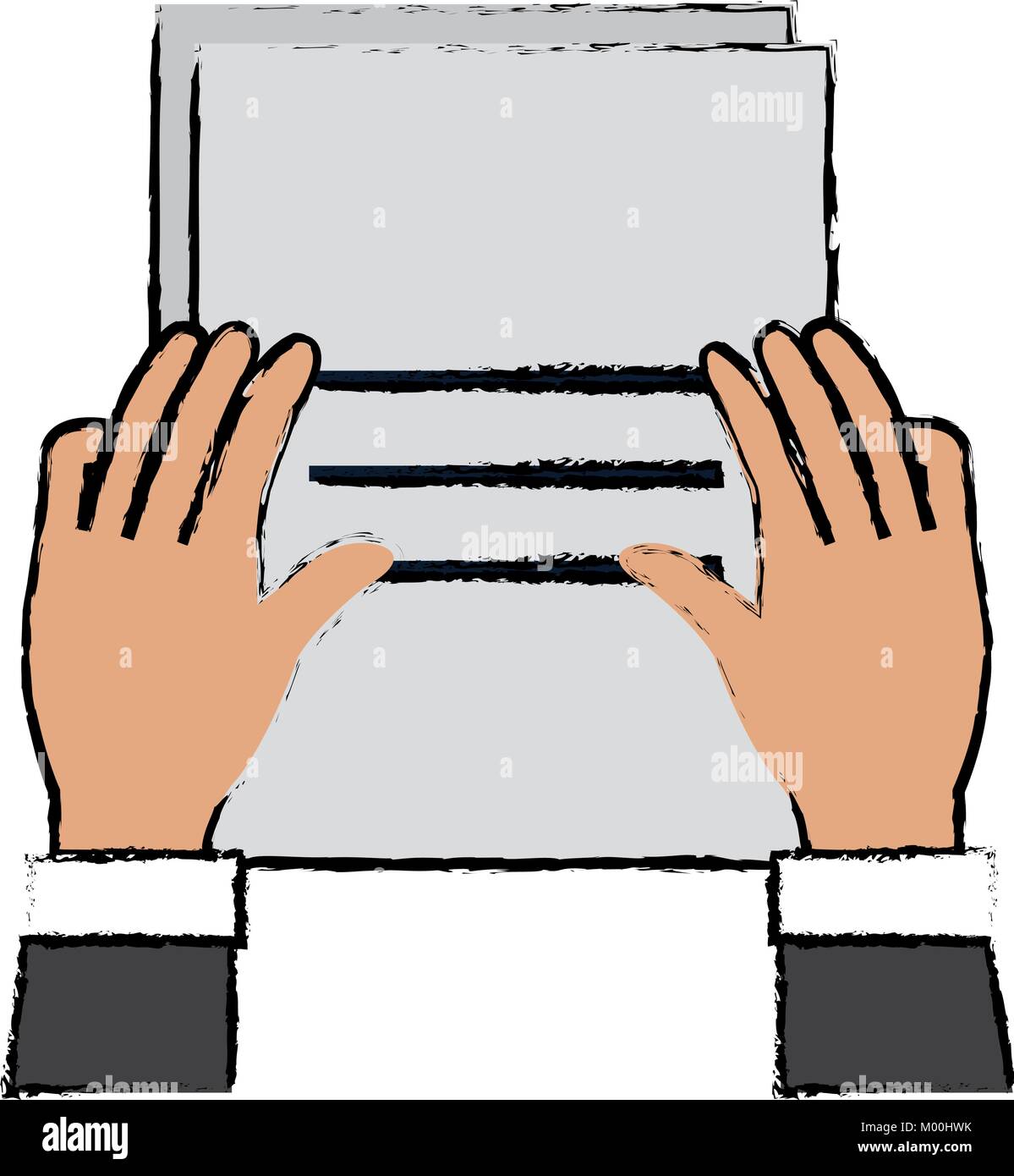 hands with paper document vector illustration design Stock Vector Image ...