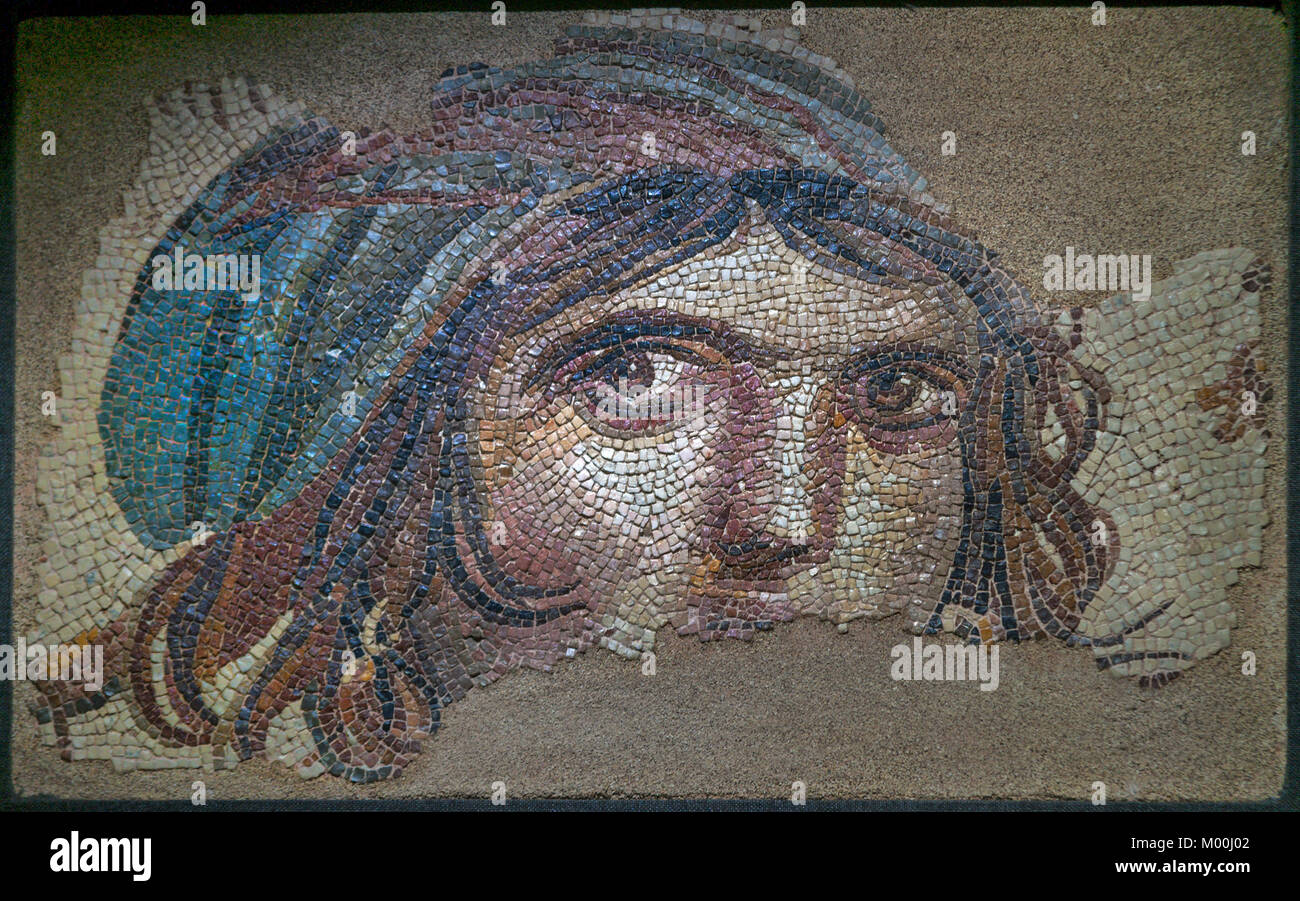 Gypsy Girl Mosaic in The Gaziantep Zeugma Mosaic Museum,Southeastern ...