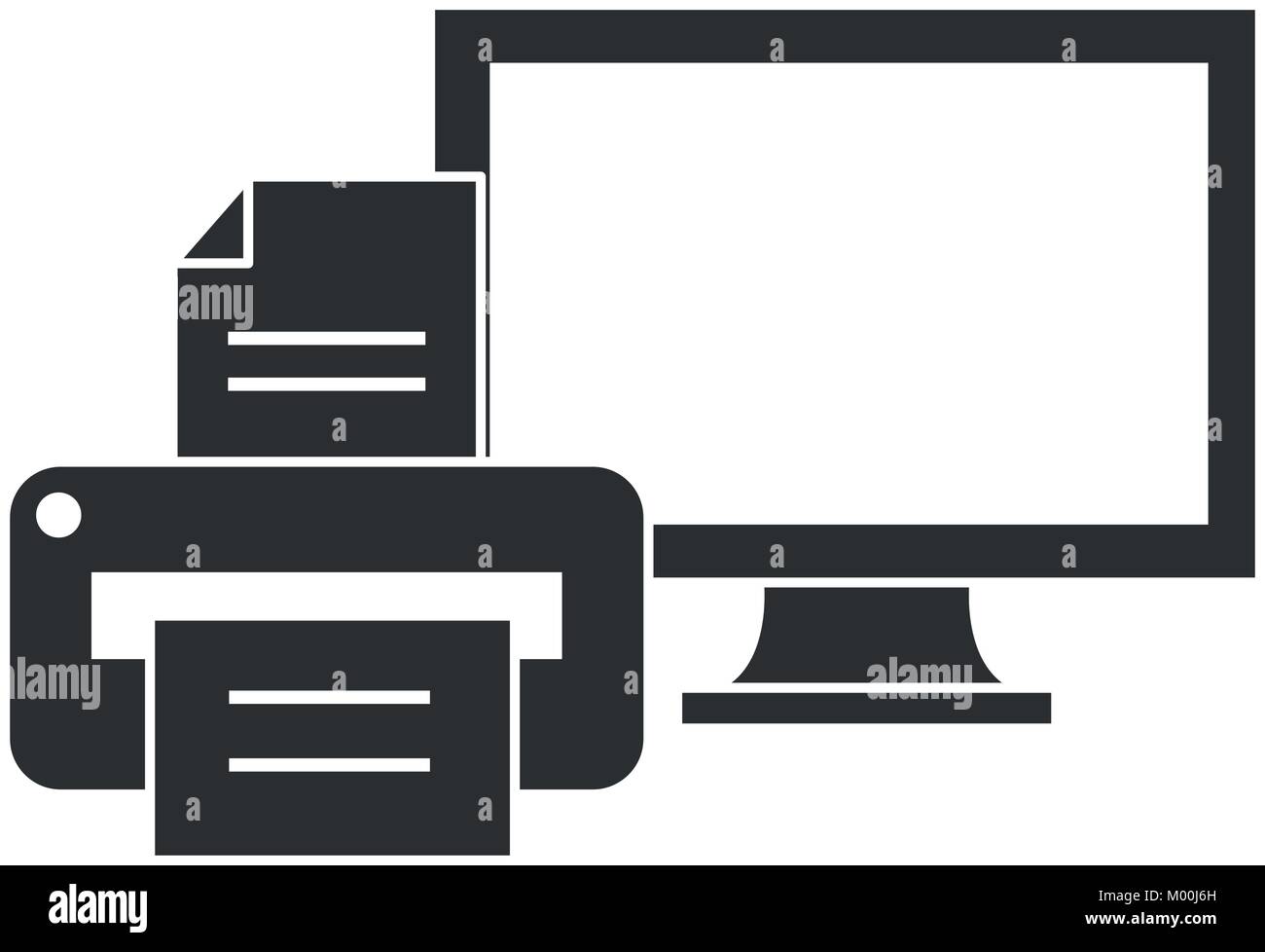 monitor computer with printer vector illustration design Stock Vector ...