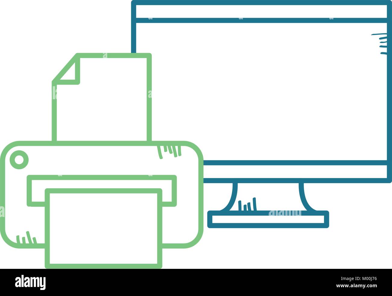 monitor computer with printer vector illustration design Stock Vector ...
