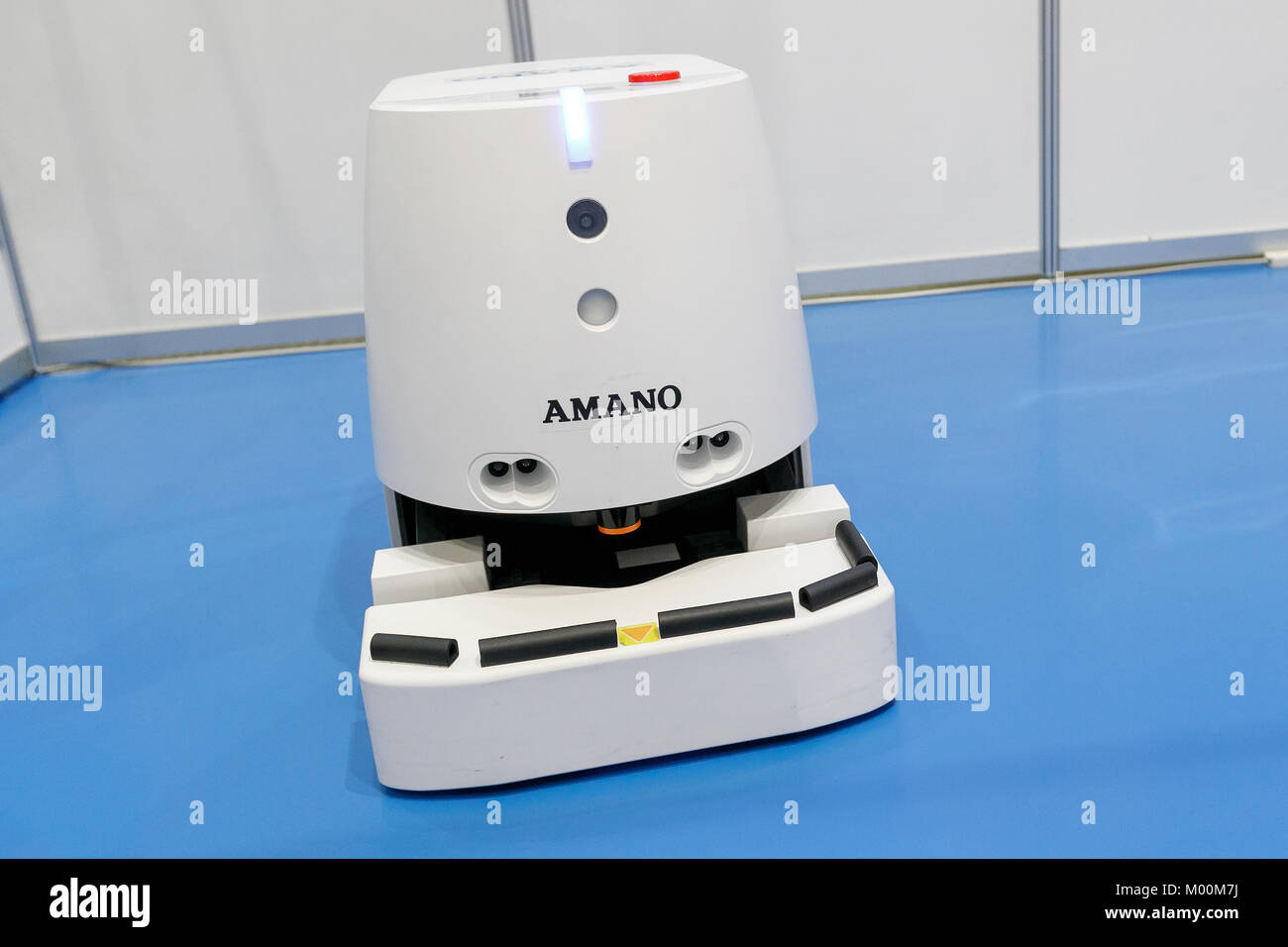 Tokyo, Japan. January 17, 2018. A self-driving vacuum cleaner robot on ...