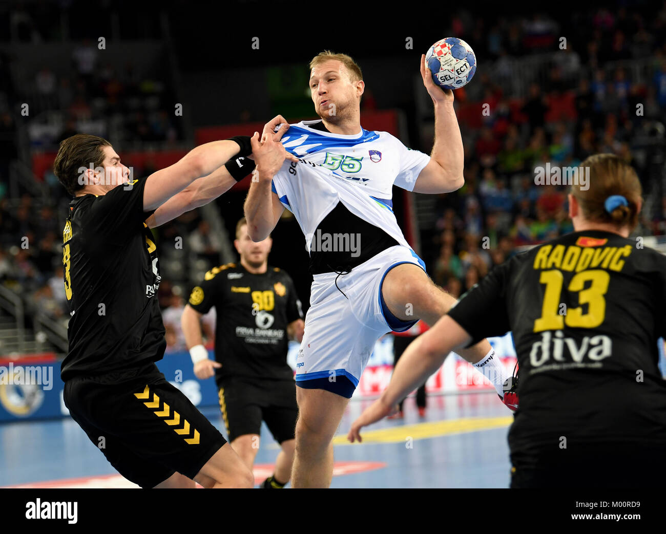 Montenegro's Vladan Lipovina (L) and Mirko Radovic in action against ...