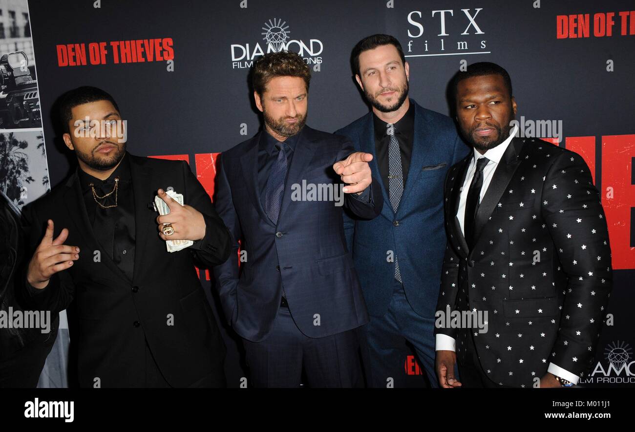 Los Angeles, CA, USA. 17th Jan, 2018. O'Shea Jackson Jr., Gerard Butler ...