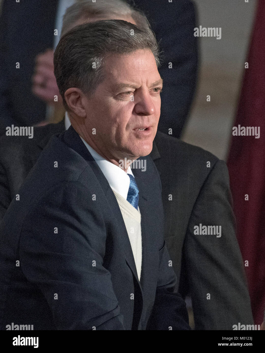 Governor Sam Brownback (Republican of Kansas) awaits the arrival of ...