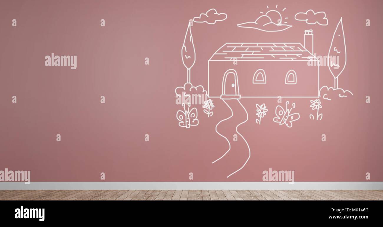 home drawing on wall Stock Photo - Alamy
