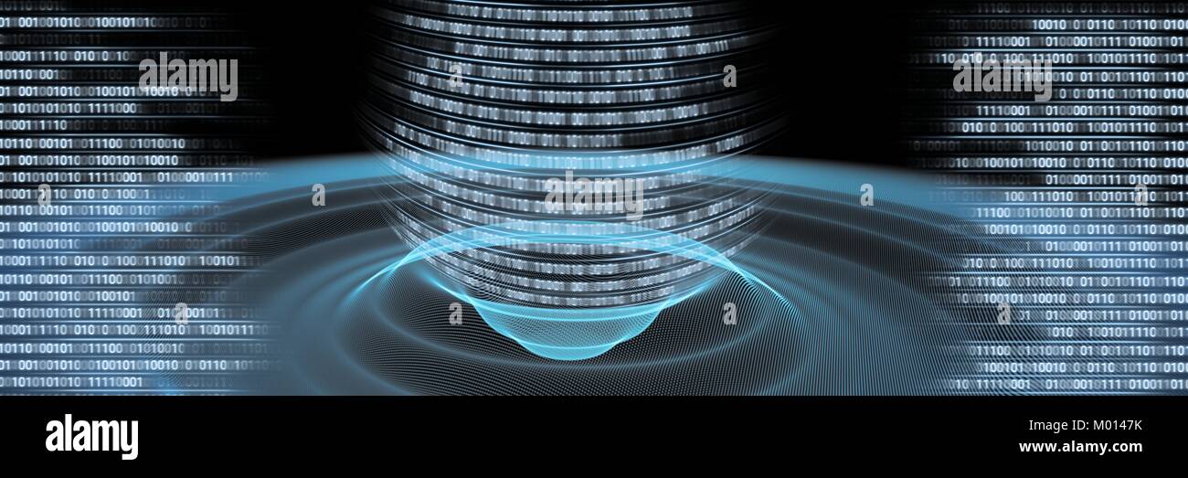 Code binary interface and blue swirl background Stock Photo - Alamy