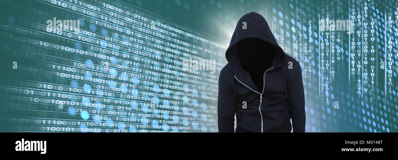 Anonymous hacker with computer code binary interface Stock Photo - Alamy