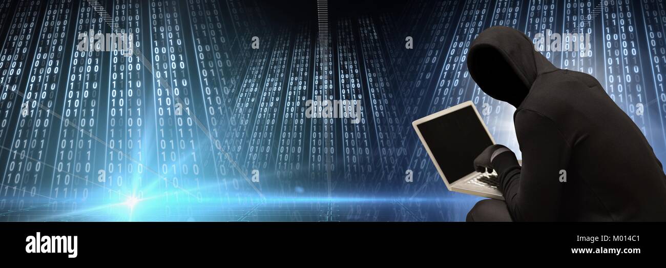 Anonymous hacker with computer code binary interface Stock Photo - Alamy