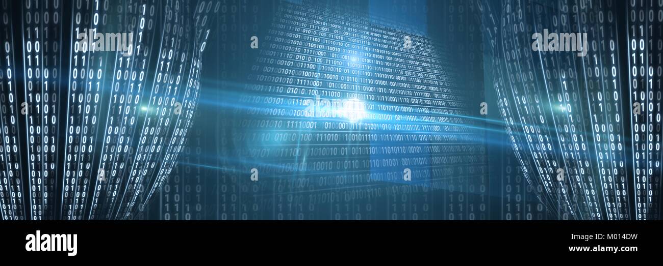 Code binary interface and blue background Stock Photo - Alamy