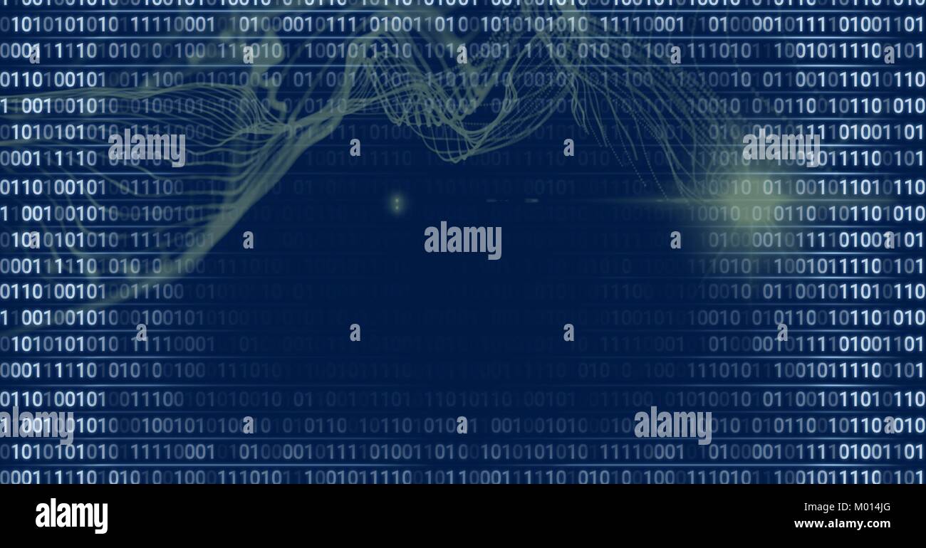 Code binary interface and blue background Stock Photo - Alamy