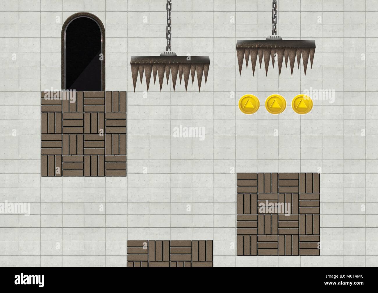 Computer Game Level with coins and traps Stock Photo - Alamy