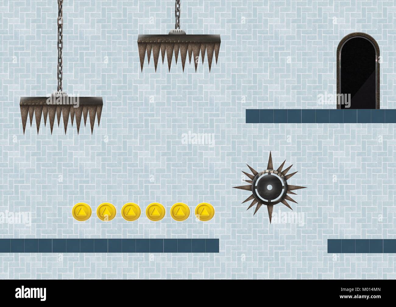 Computer Game Level with coins and traps Stock Photo - Alamy