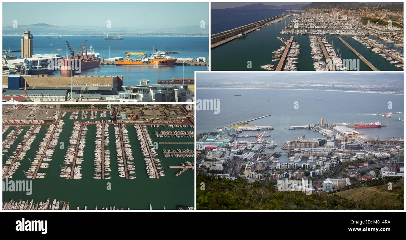 harbor and ships collage Stock Photo - Alamy