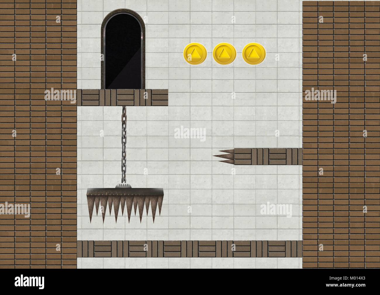Computer Game Level with coins and traps Stock Photo - Alamy