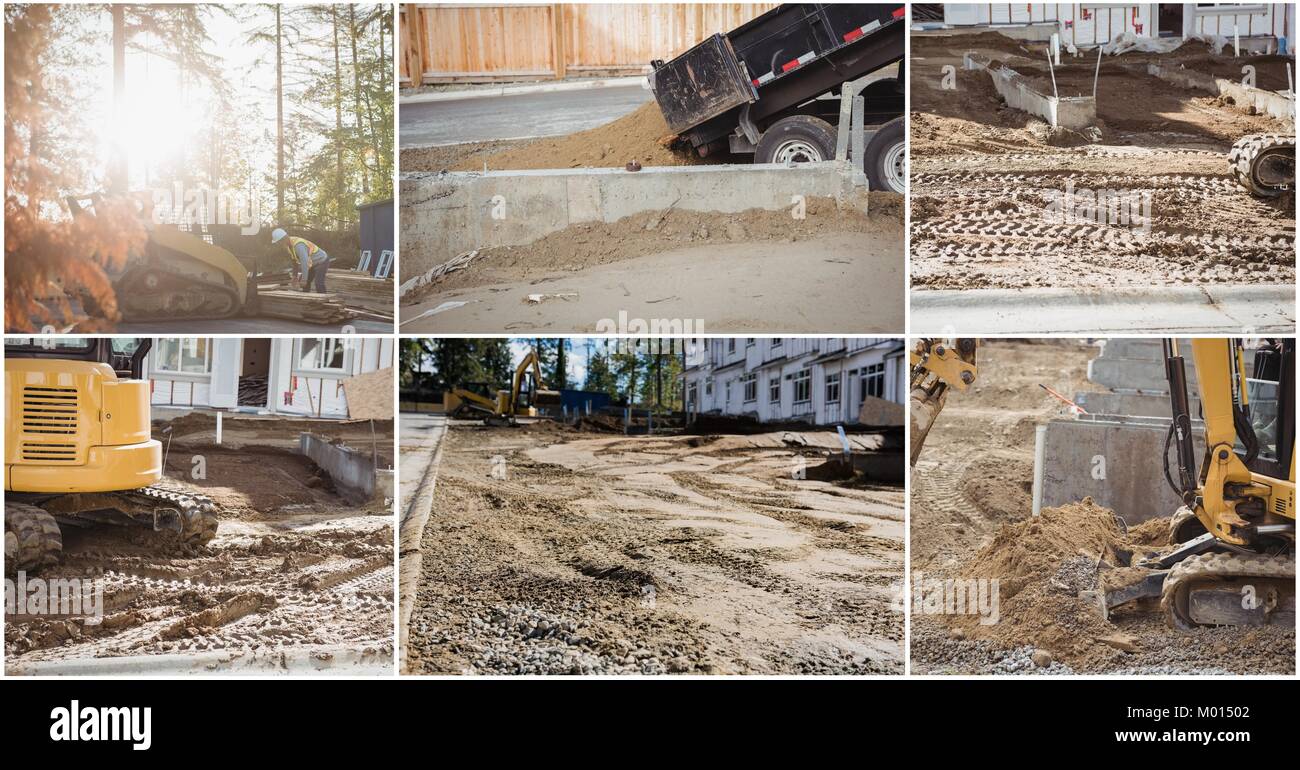 construction work collage Stock Photo - Alamy