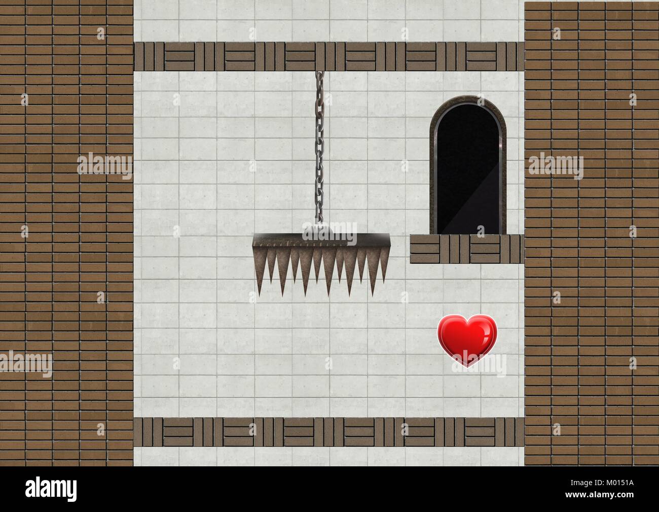 Computer Game Level with traps and heart Stock Photo - Alamy