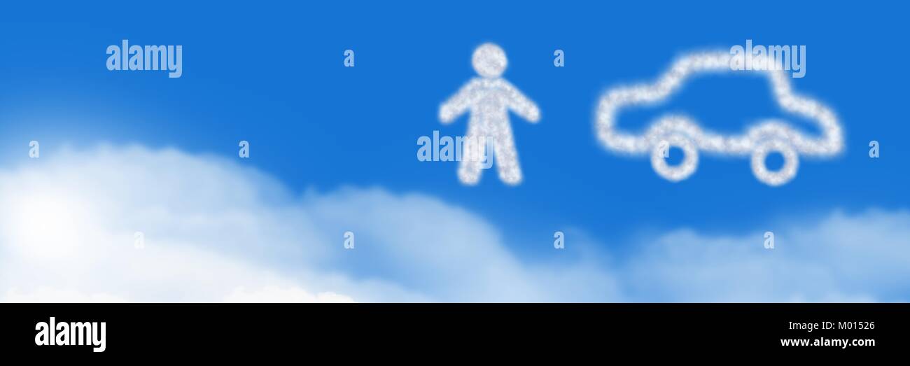 Man and car Cloud Icons with sky Stock Photo - Alamy