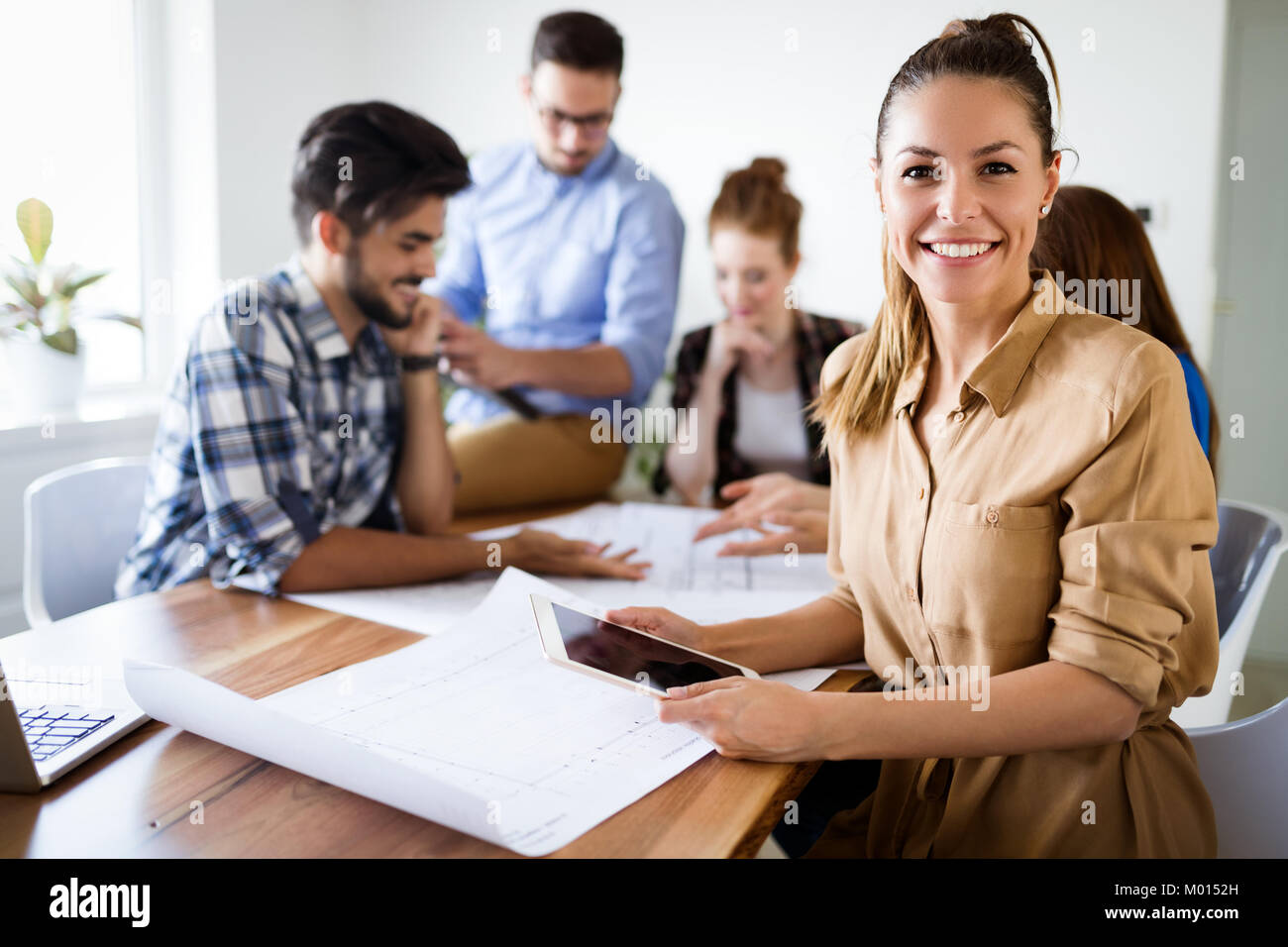 Caucasian business woman discussing work hi-res stock photography and ...