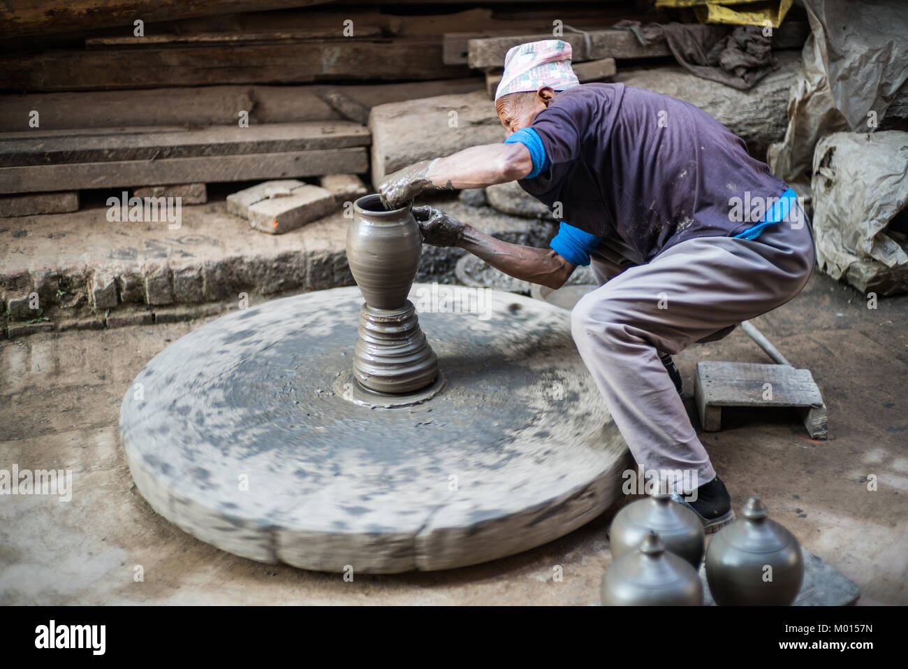 Pottery square, Bhaktapur, Nepal Stock Photo - Alamy