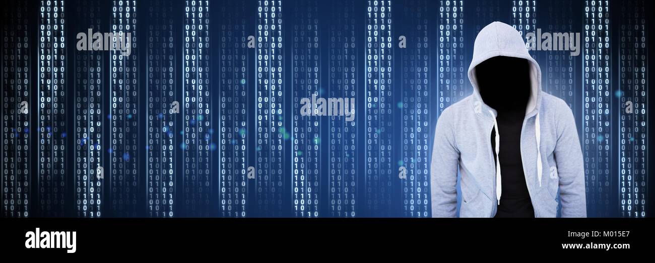 Anonymous hacker with computer code binary interface Stock Photo - Alamy